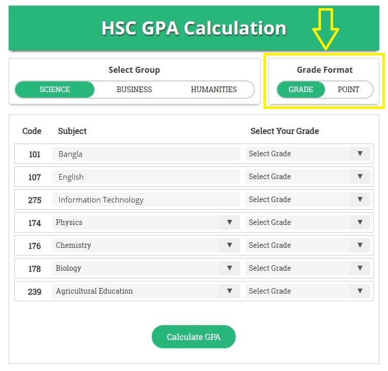 HSC GPA Calculator and Grading System