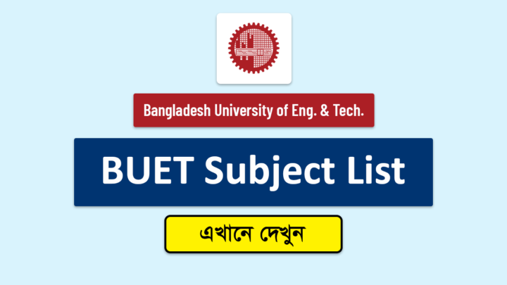 BUET Subject list and Number of Seats
